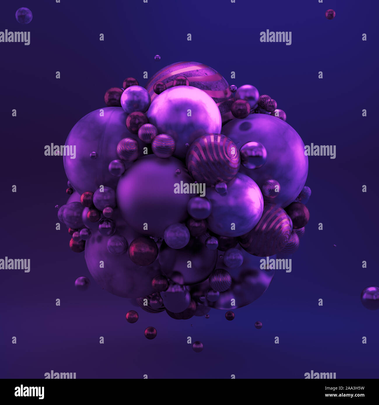 Purple geometric background with balls. 3d rendering 3d illustration ...