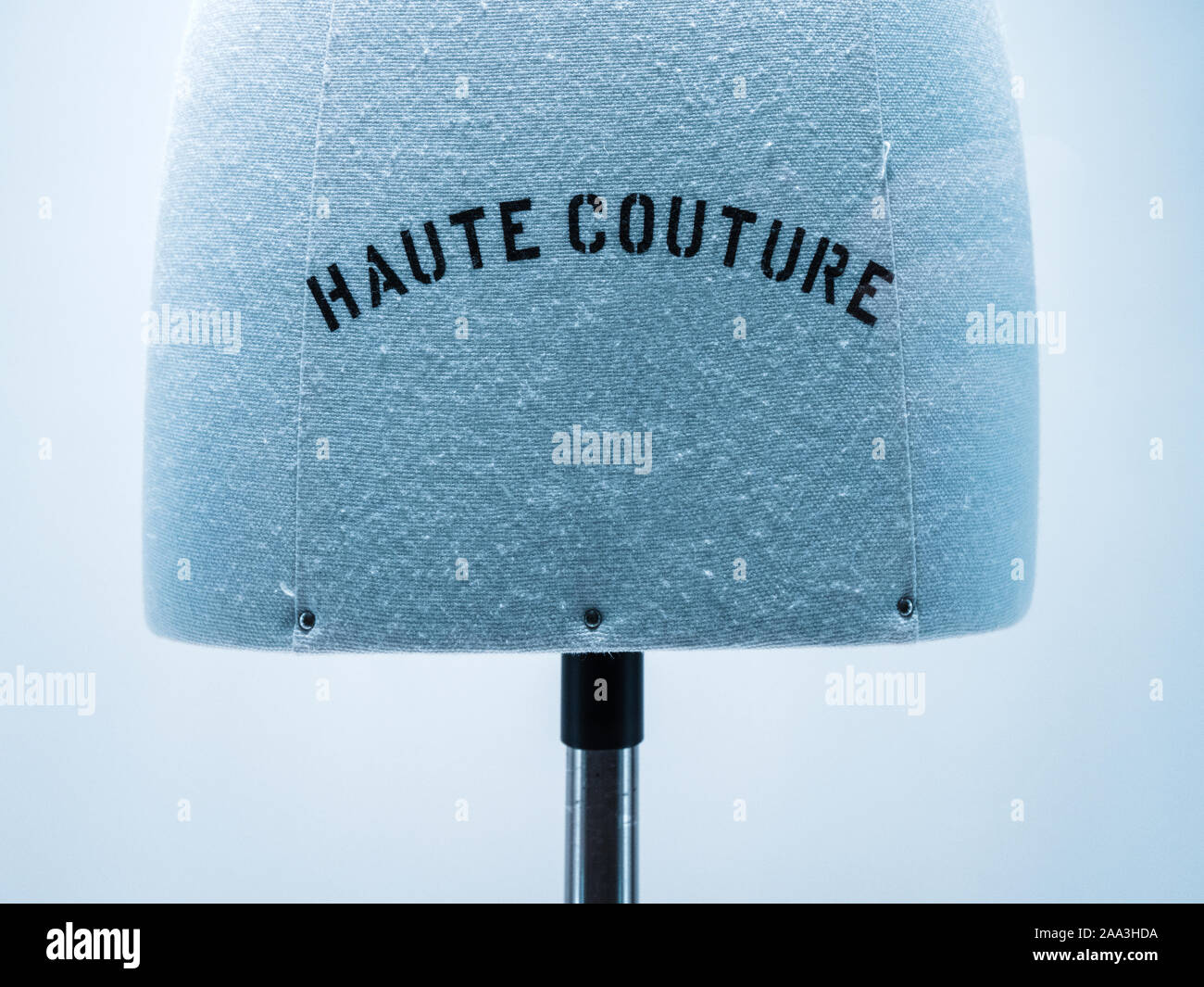 Haute Couture signage on mannequin made from fine luxury garment ...