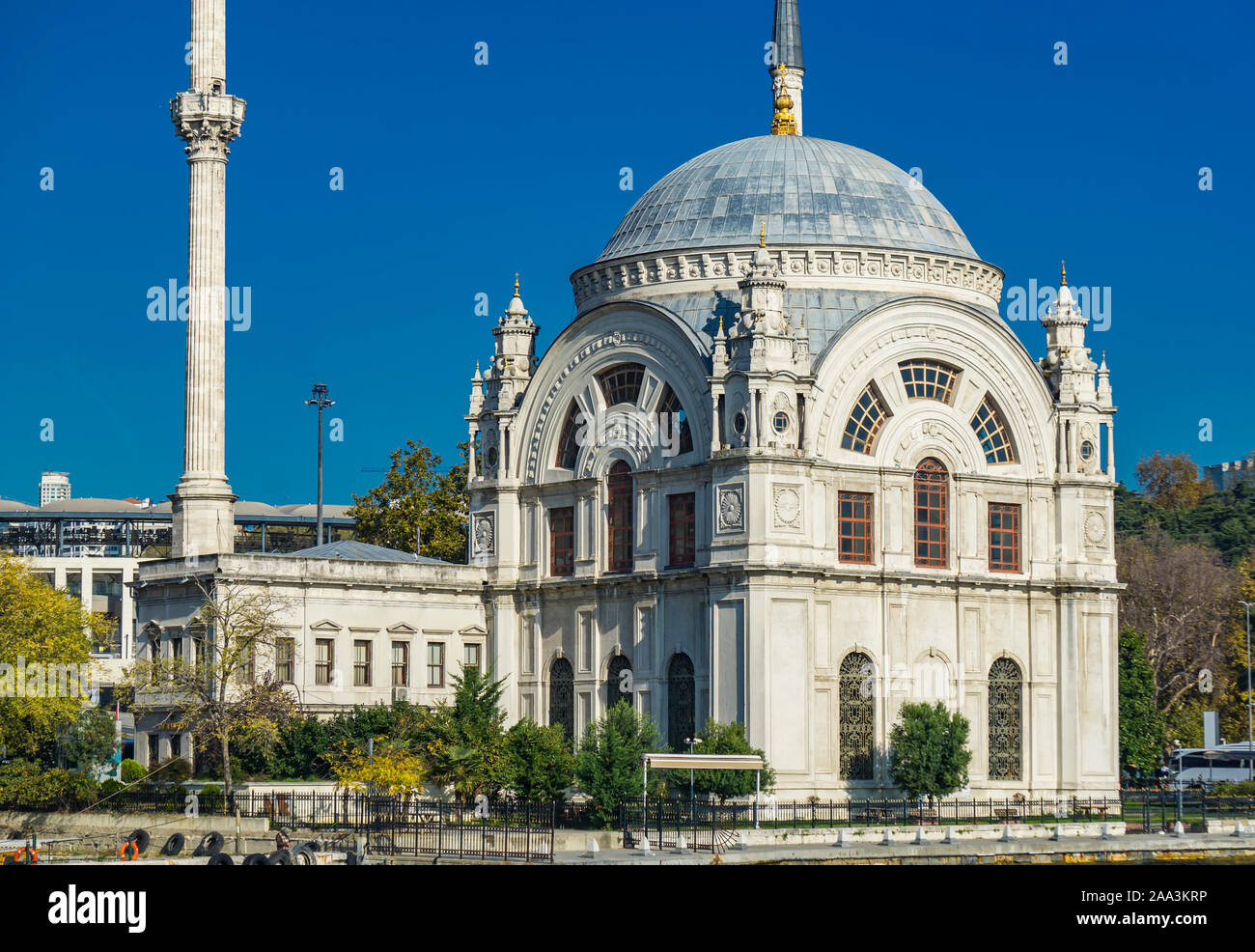 Ortakoy Mosque on the Bosphorus in Istanbul, Turkey. This Baroque ...