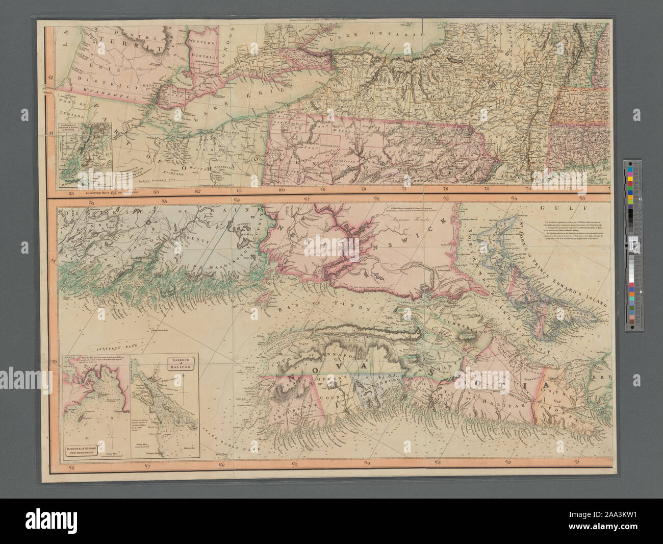 Relief shown by hachures and depths shown by soundings. Map borders ...