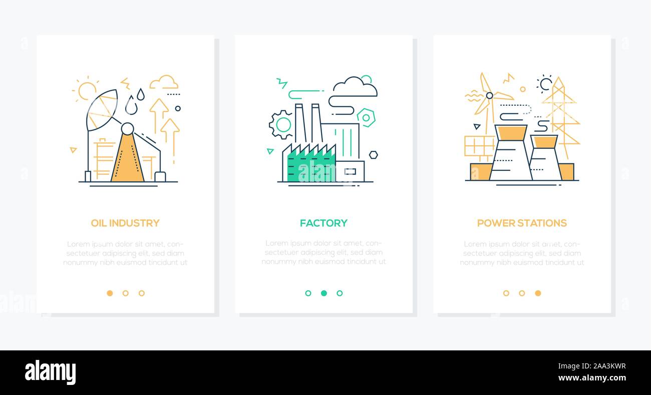 Manufacturing concept - line design style banners set Stock Vector ...