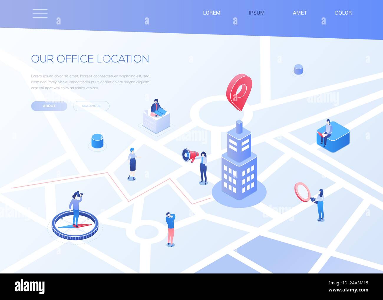 Our office location - modern colorful isometric web banner Stock Vector ...