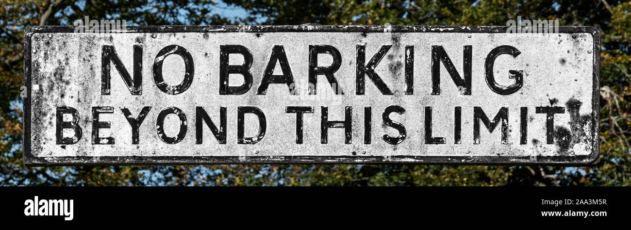 No Barking Beyond This Limit metal sign with aged patina play on No ...