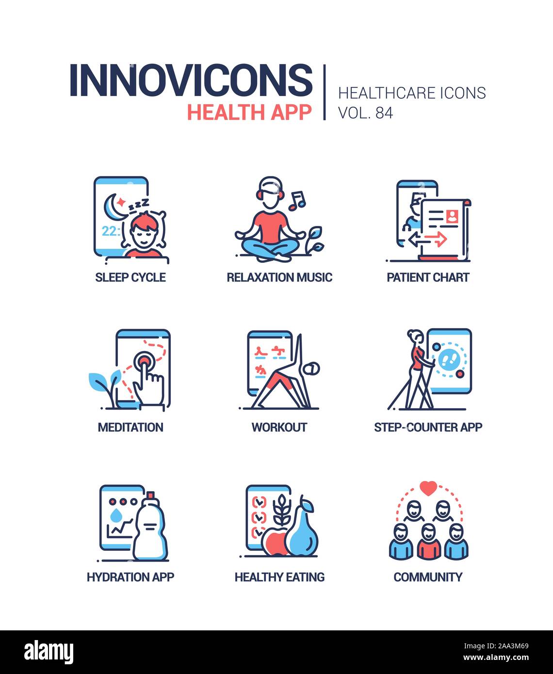 Mobile health icon outline Cut Out Stock Images & Pictures - Alamy