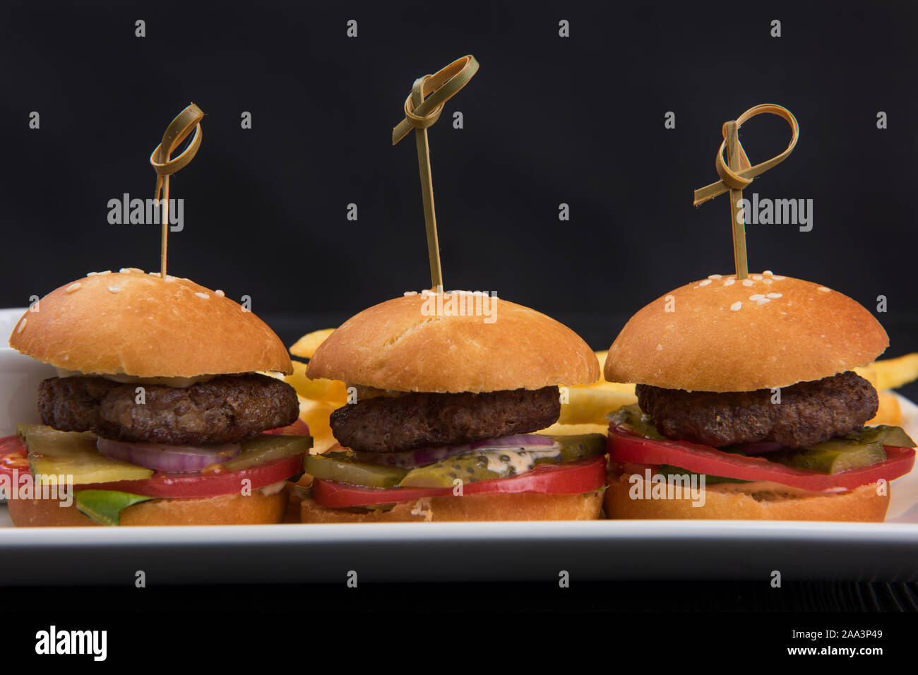 Mini hamburgers, mini burgers Stock Photo - Alamy