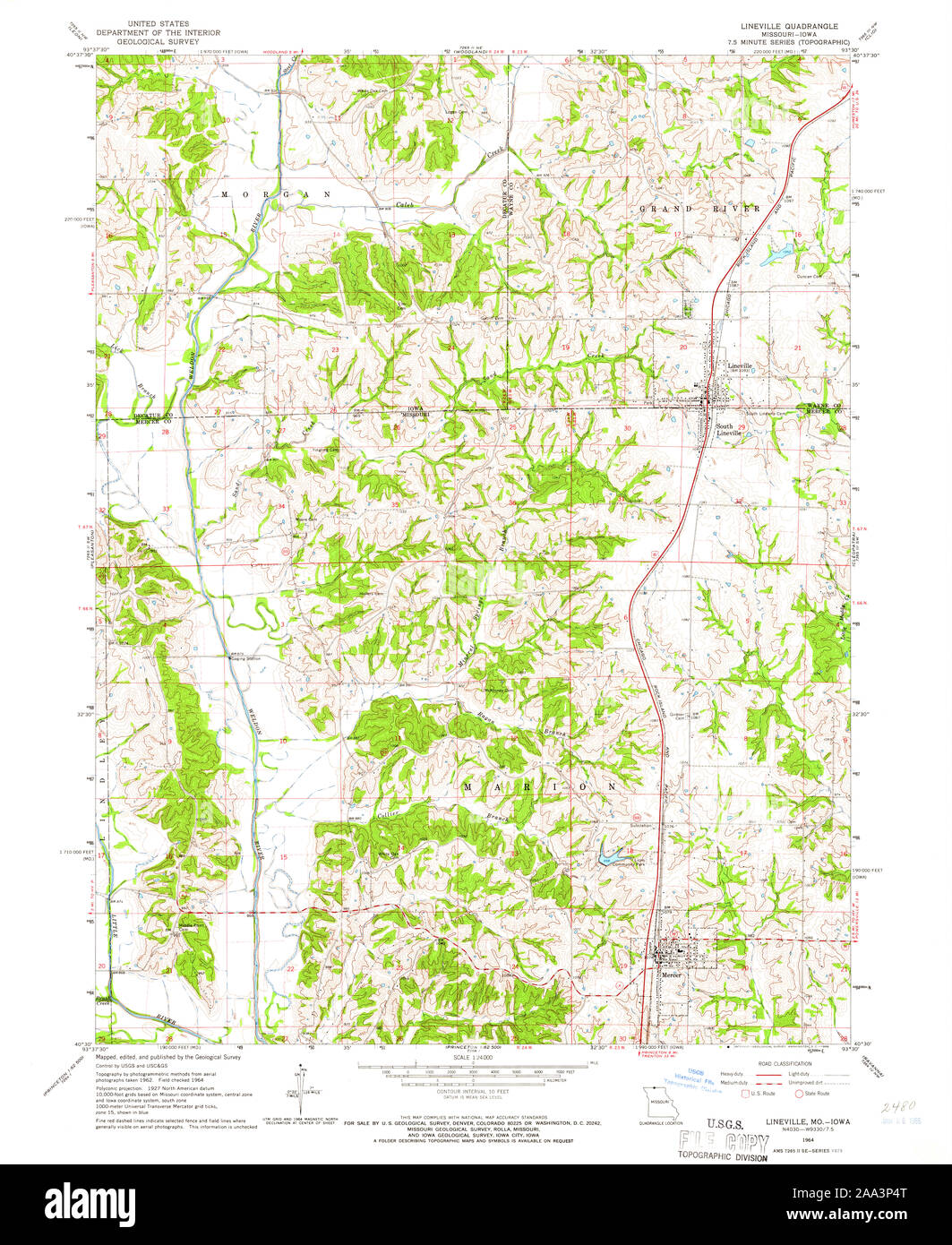 USGS TOPO Map Missouri MO Lineville 323322 1964 24000 Restoration Stock ...