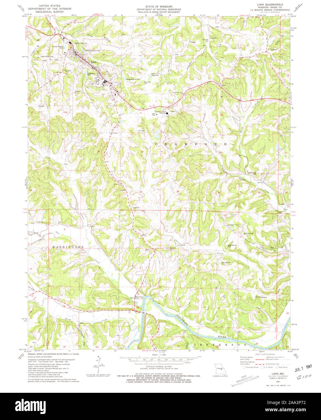 Linn missouri map hi-res stock photography and images - Alamy