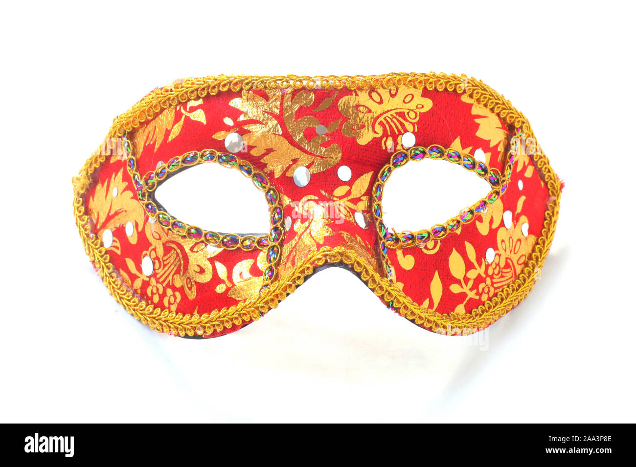 Red Carnival Mask Isolated On White Stock Photo - Alamy
