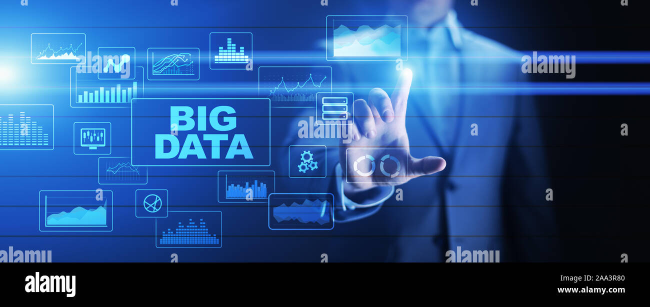 Big data analysis, business intelligence, technology solutions concept ...