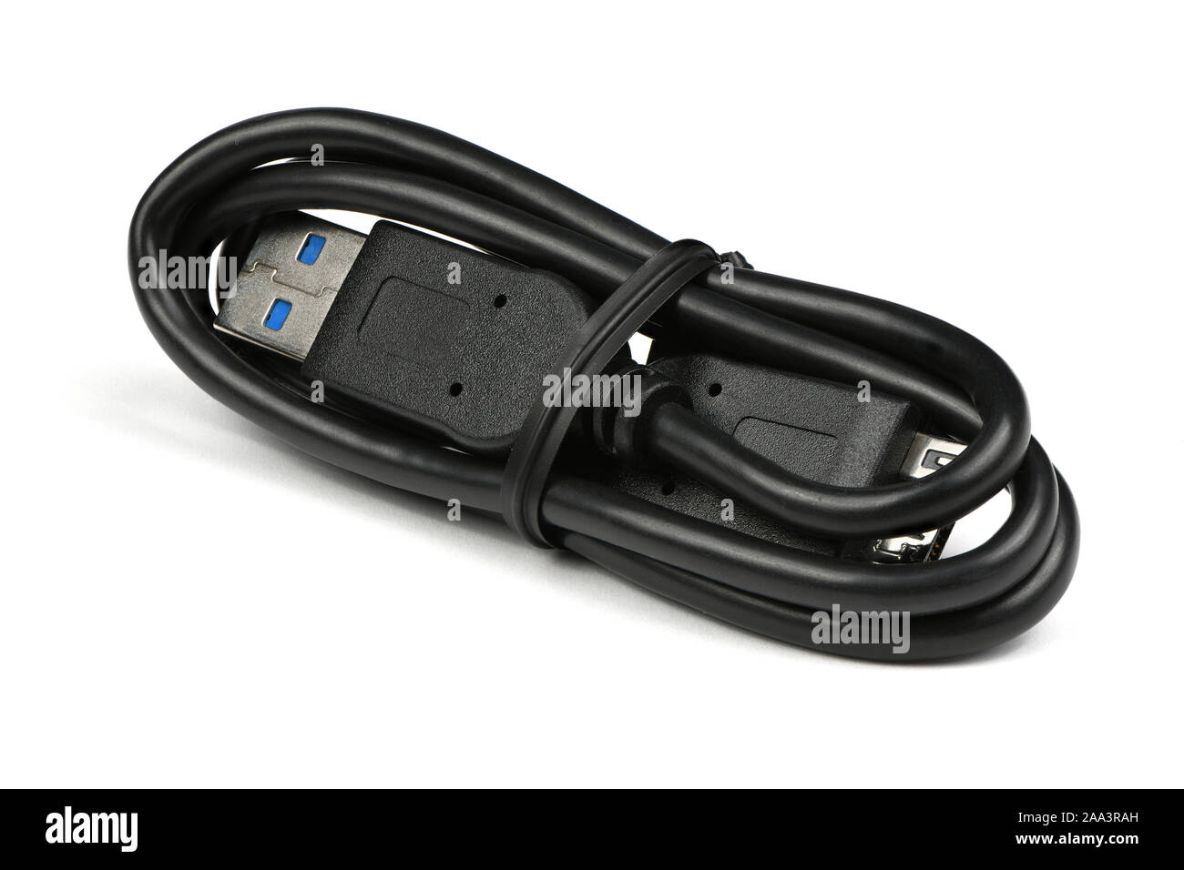 Single black USB-cable. Isolated on white background. High resolution ...