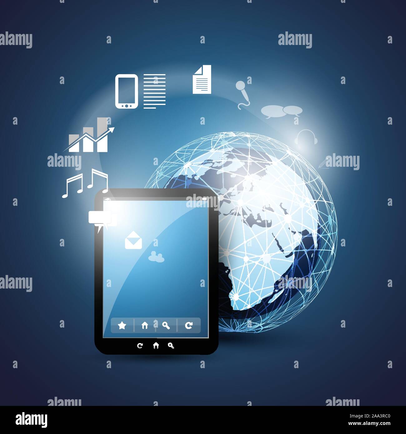 Cloud Computing and Global Networks Concept Design with Earth Globe ...