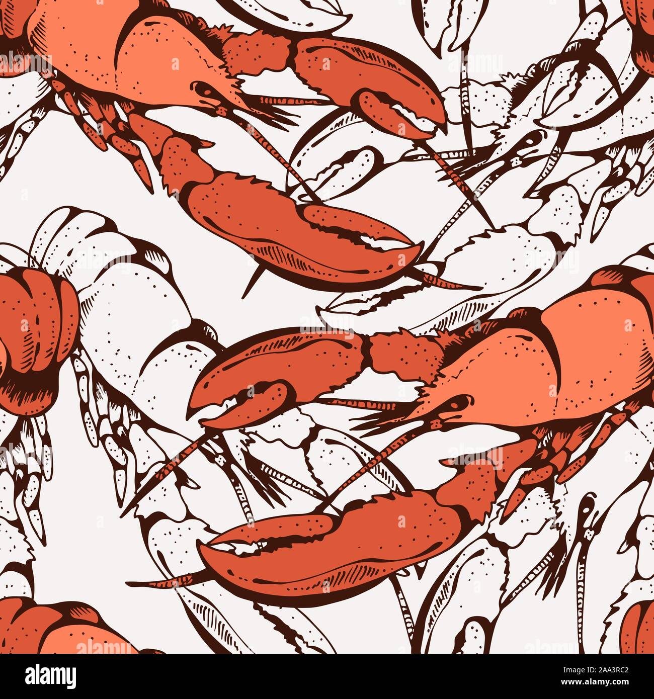 Lobster seamless pattern, vector seafood background, food texture Stock ...