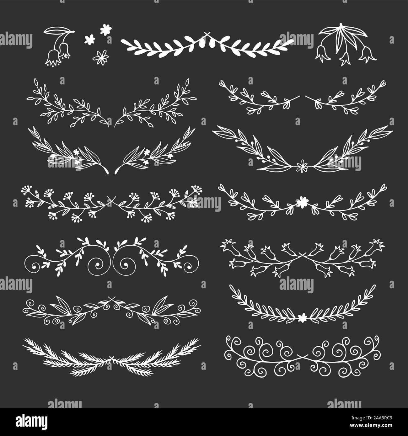 Floral Doodle Set In Sketch Style Vector Hand Drawn Art Collection For