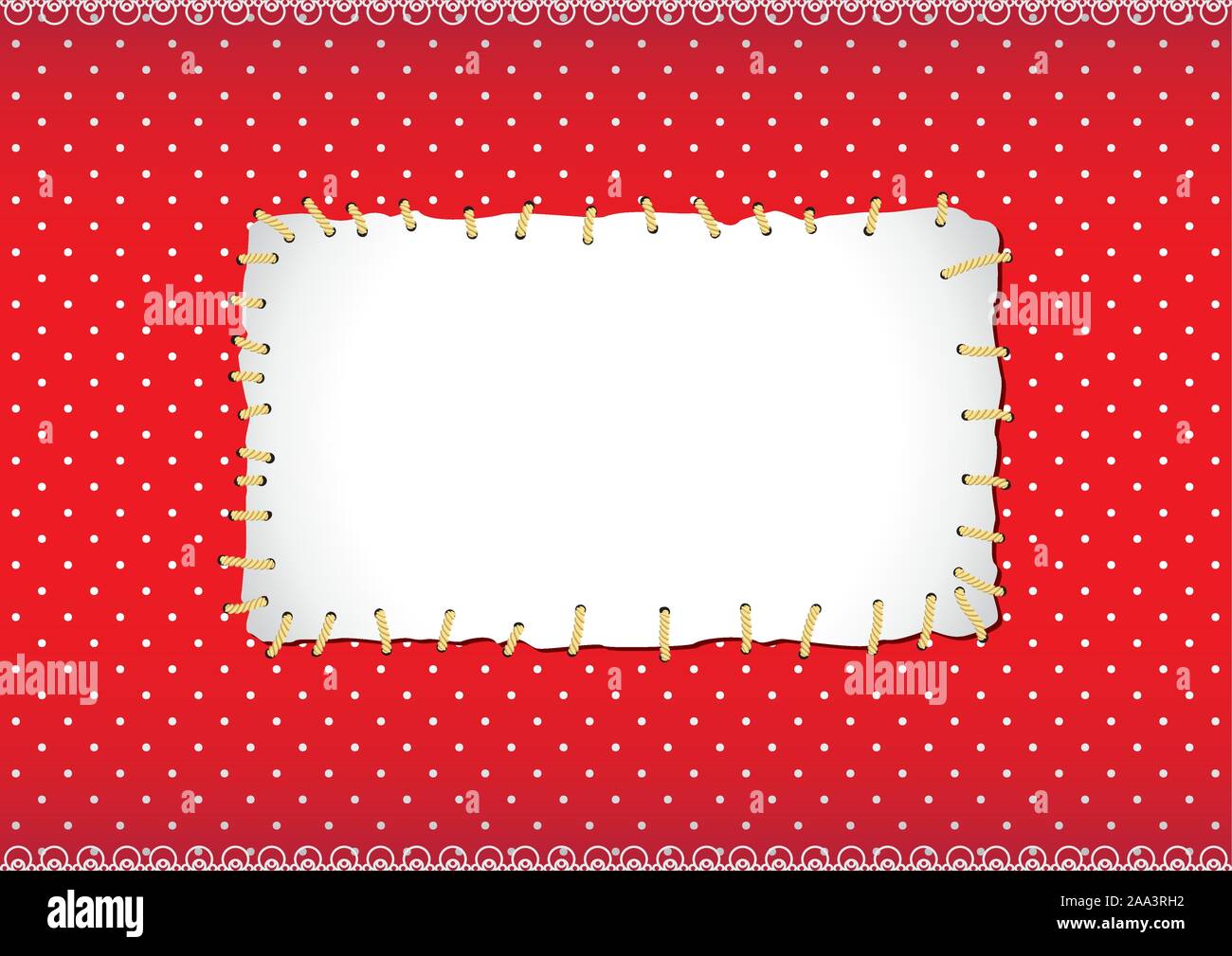 Polka dot frame with stitched patch Stock Vector Image & Art - Alamy