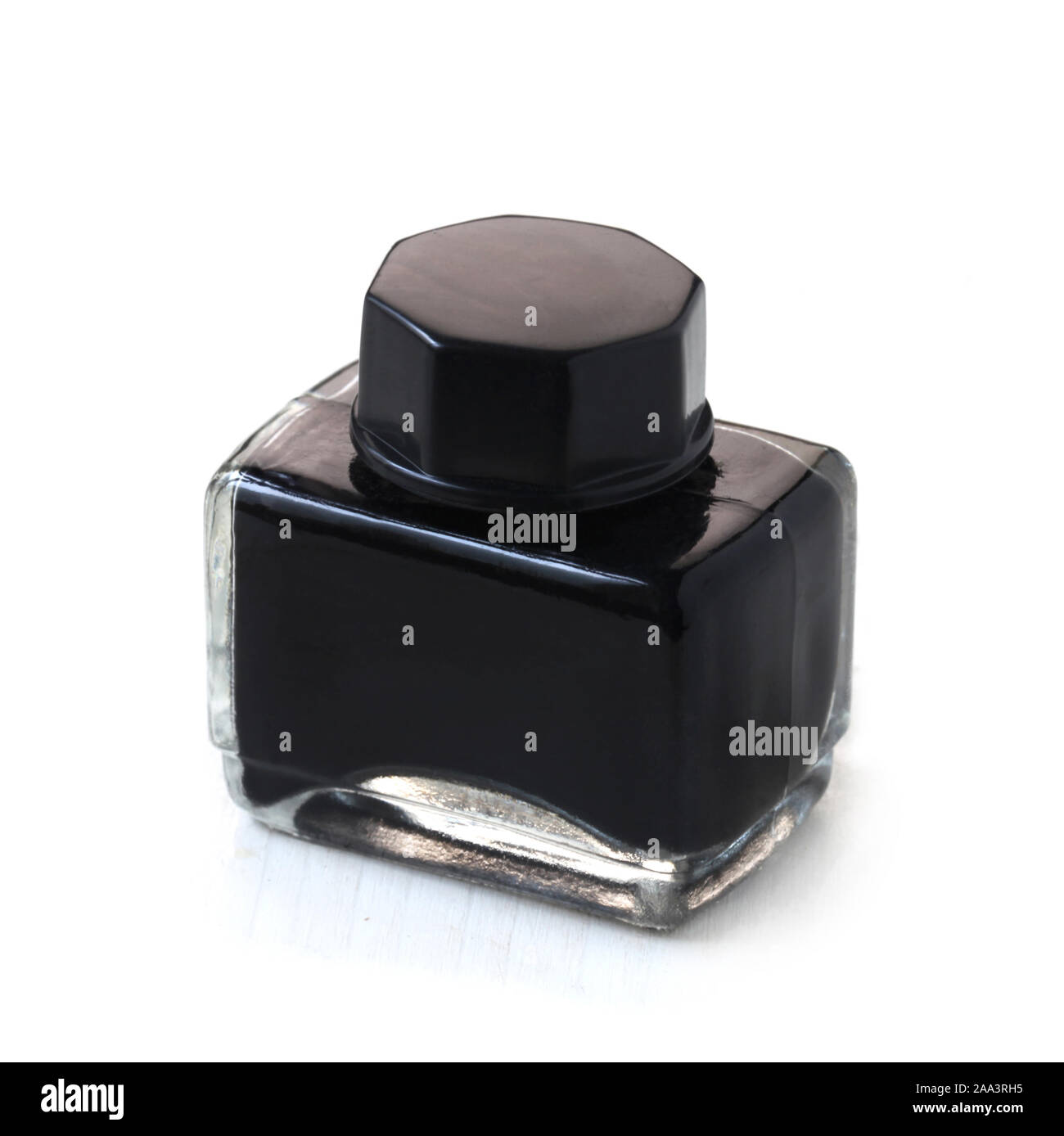 Ink Well With Black Ink Isolated On White Stock Photo - Alamy