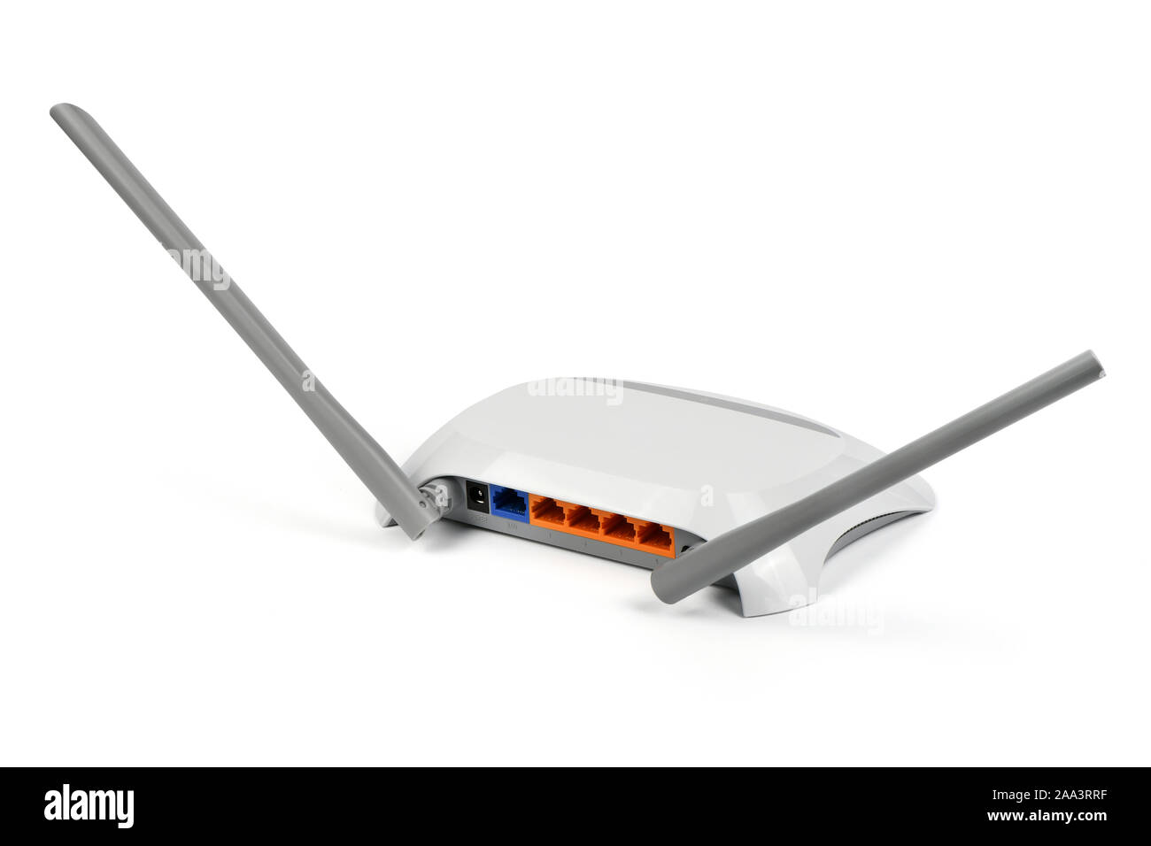 White WI-FI router with two antennas isolated on white background ...