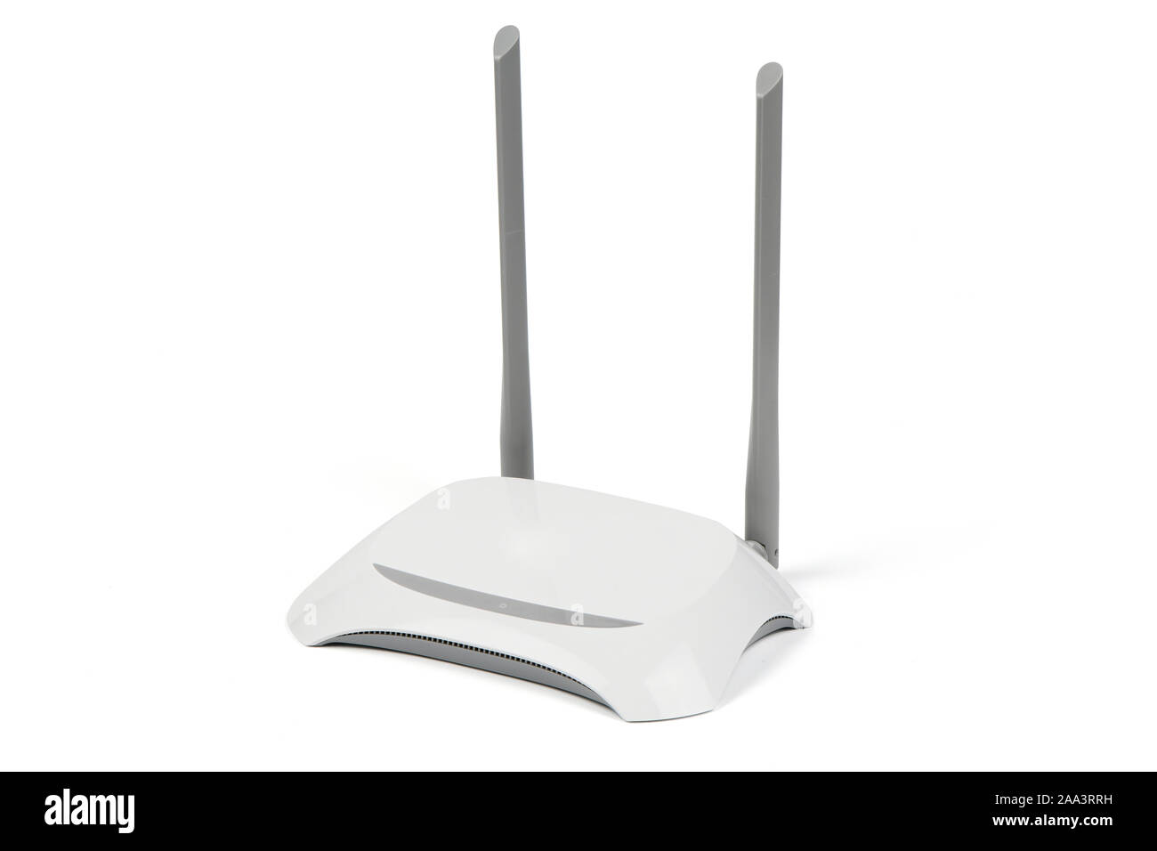 White WI-FI router with two antennas isolated on white background ...