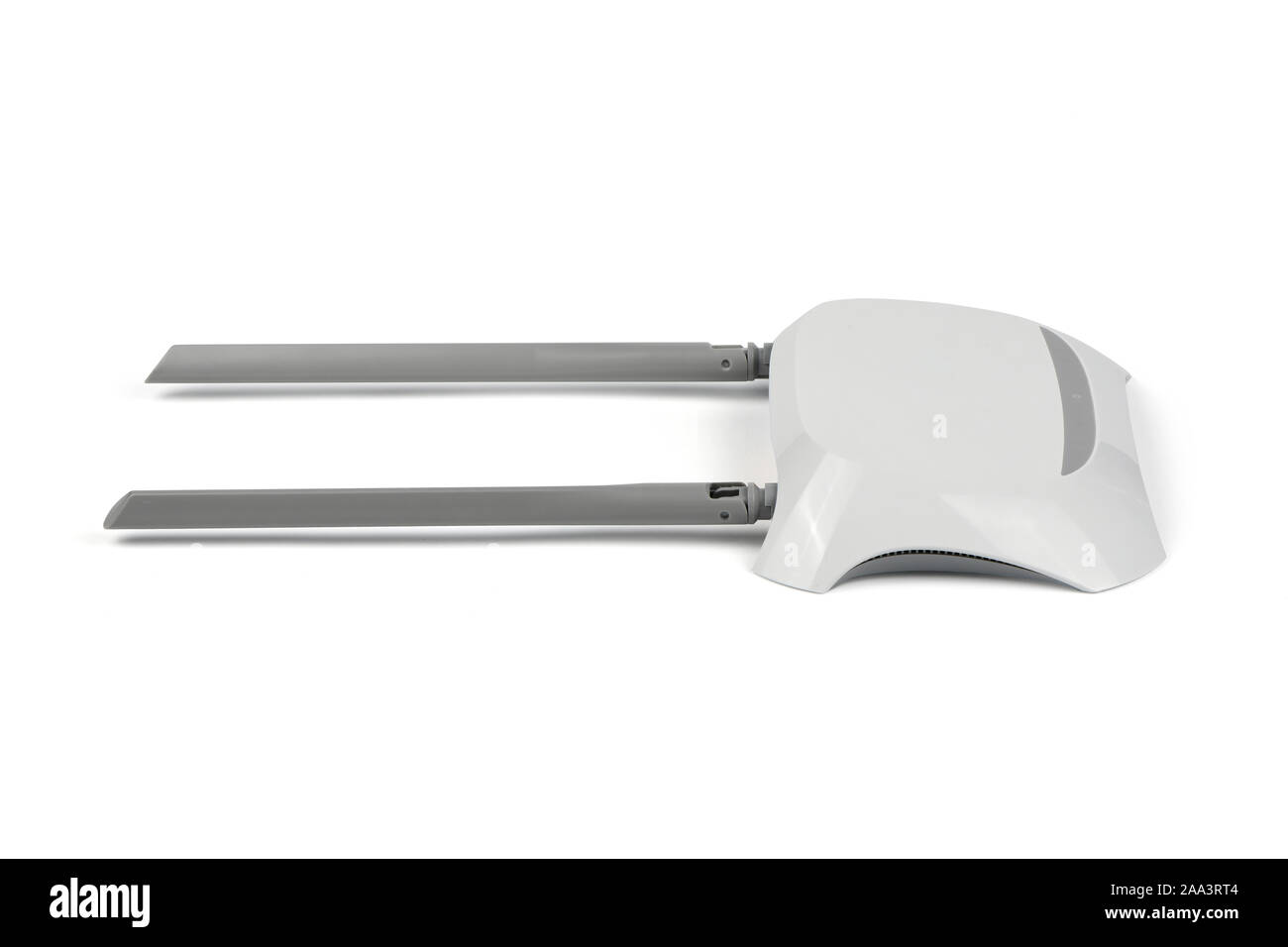 White WI-FI router with two antennas isolated on white background ...