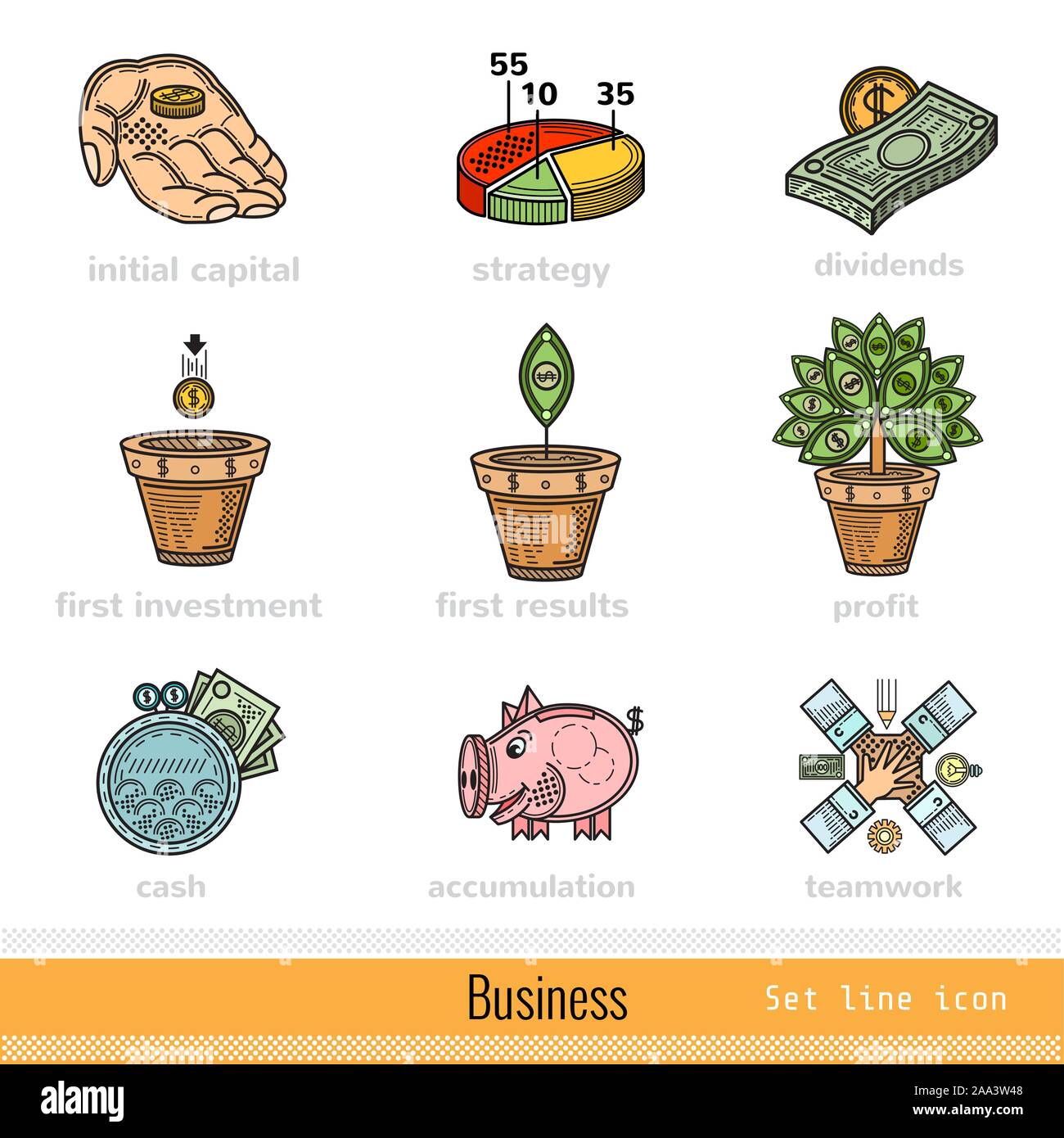 Cash flat color ui Stock Vector Images - Alamy