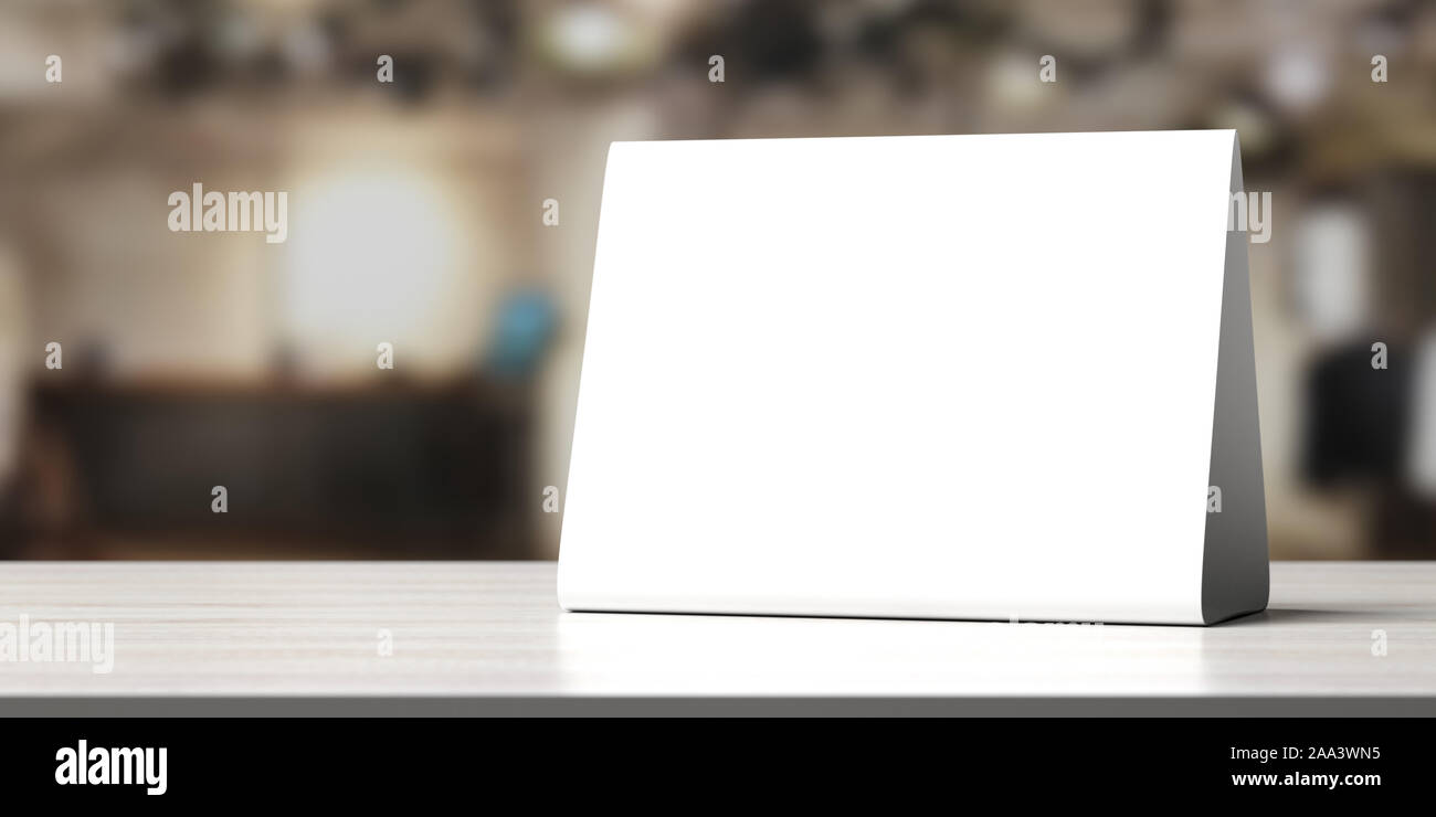 Reservation concept. Table tent blank, reserved card sign template on a ...