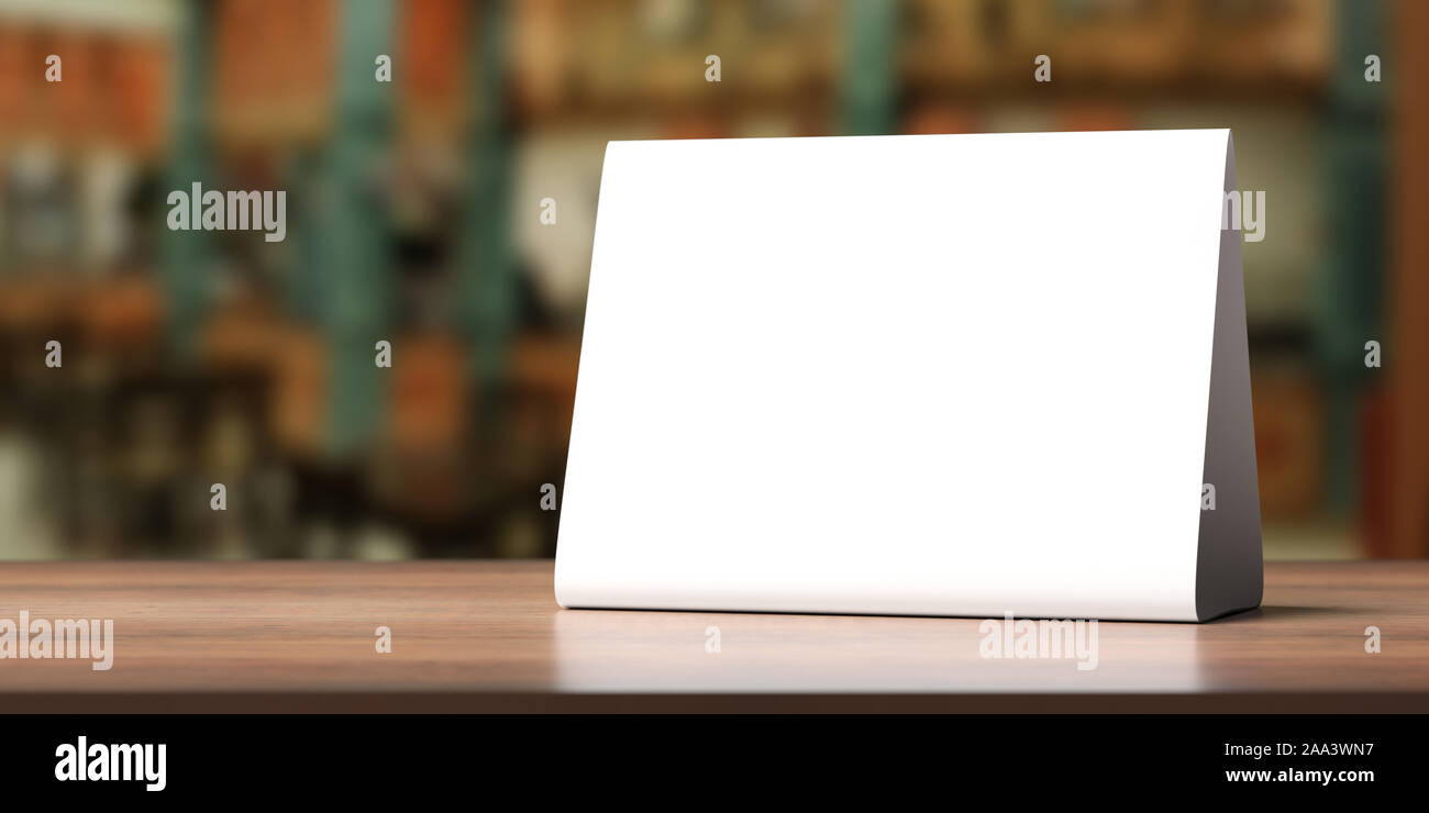 Reservation concept. Table tent blank, reserved card sign template on a ...