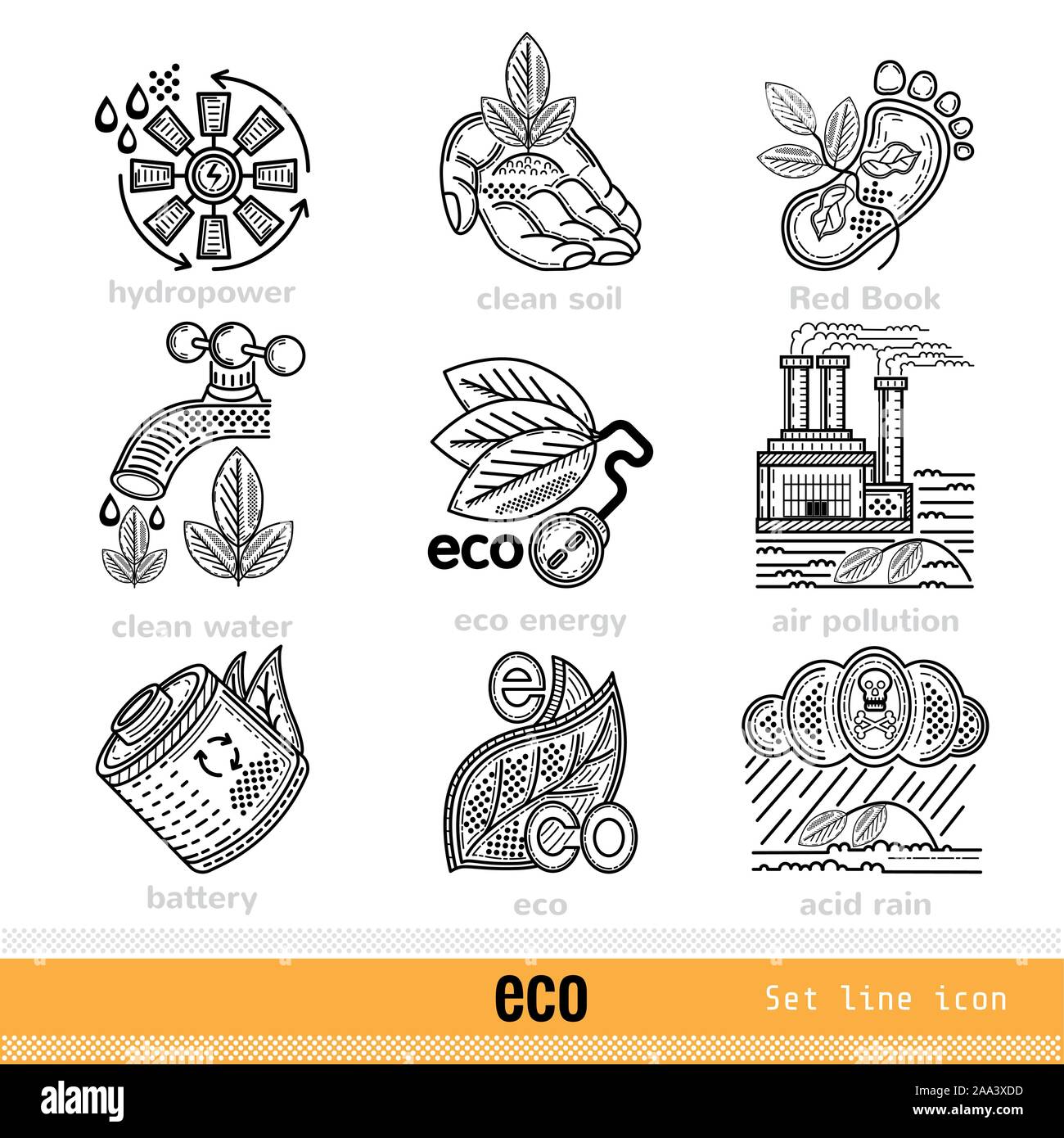 Set of Eco Problems and Decision Outline Web Icons Stock Vector Image ...