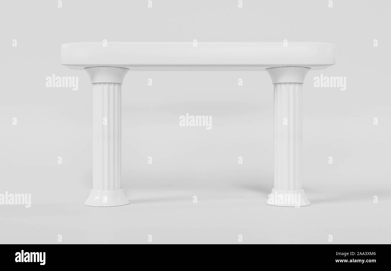 White square pillars separated from white background with blank space ...