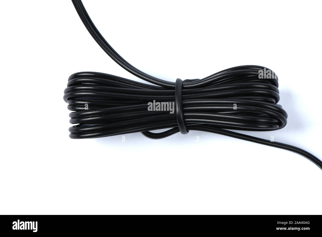 Black electric cable on white background. High resolution photo. Full ...