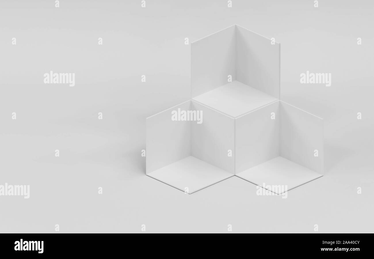 abstract white modern architecture background with white cubes on the ...