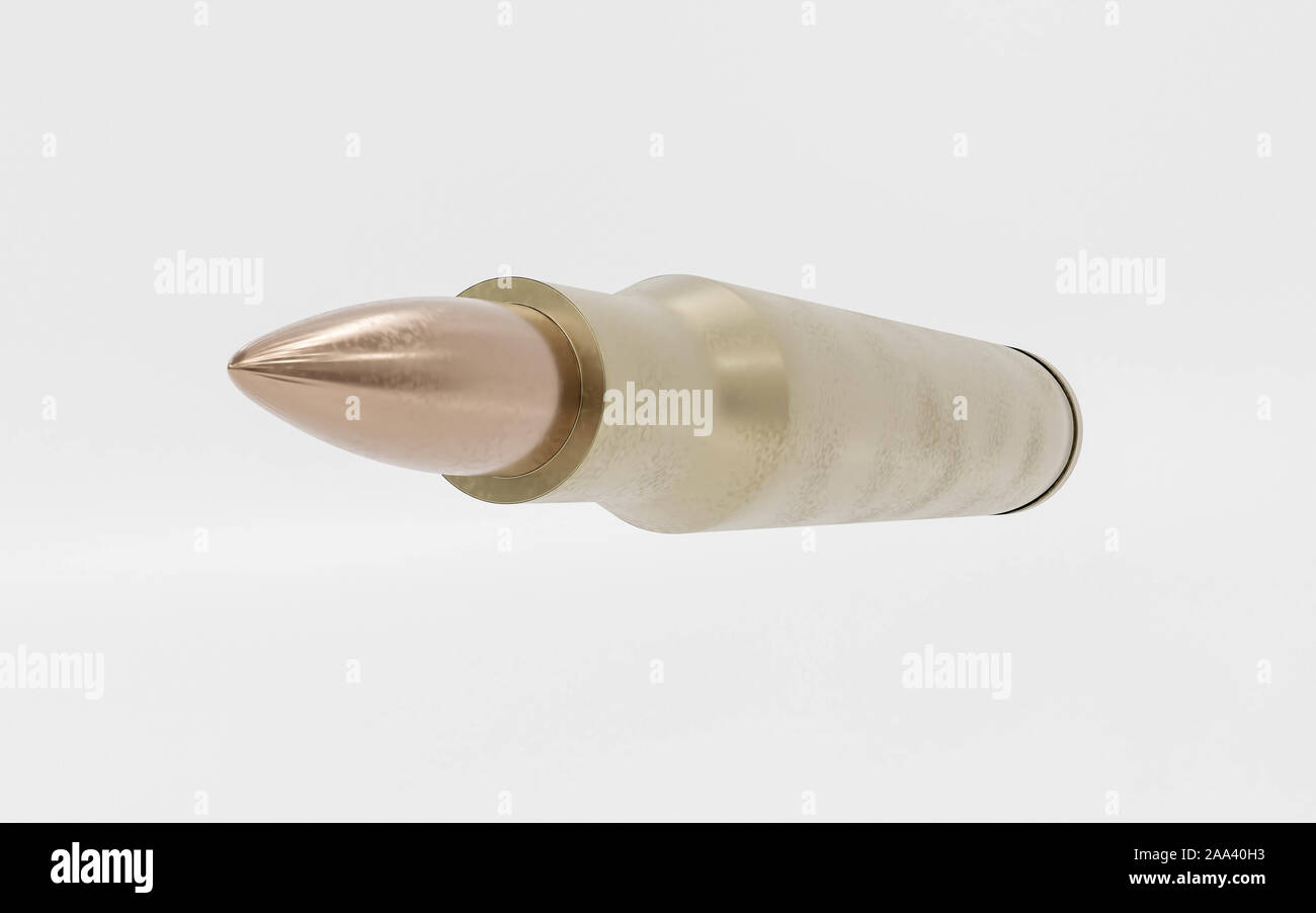 rifle bullet isolated on white background 3d render illustration Stock ...