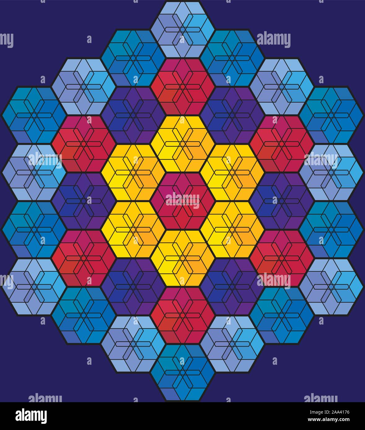 Blue hexagonal stained-glass window Stock Vector Image & Art - Alamy