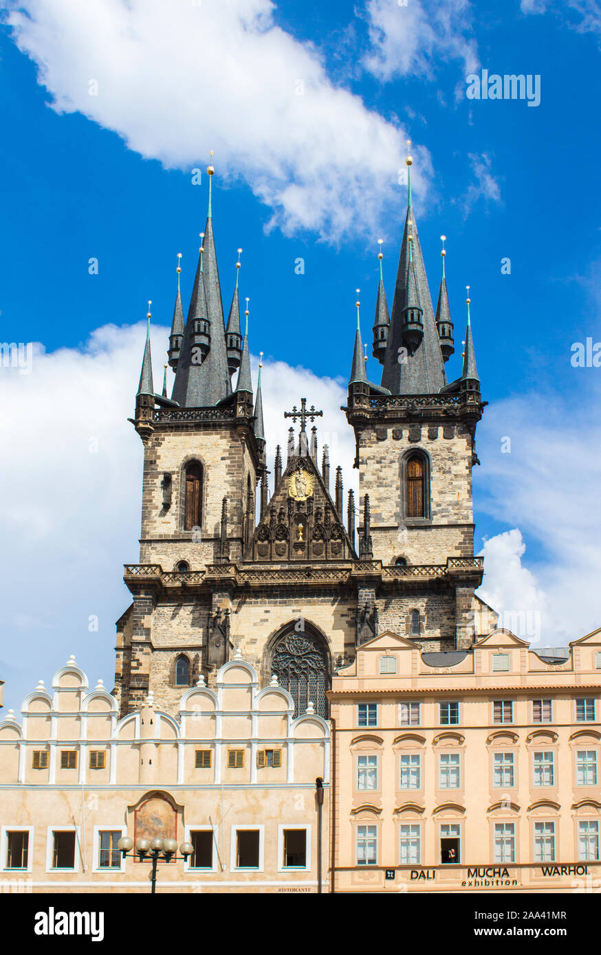 Tyn Church in Prague. Church of the Virgin Mary in front of Tyn on Old ...