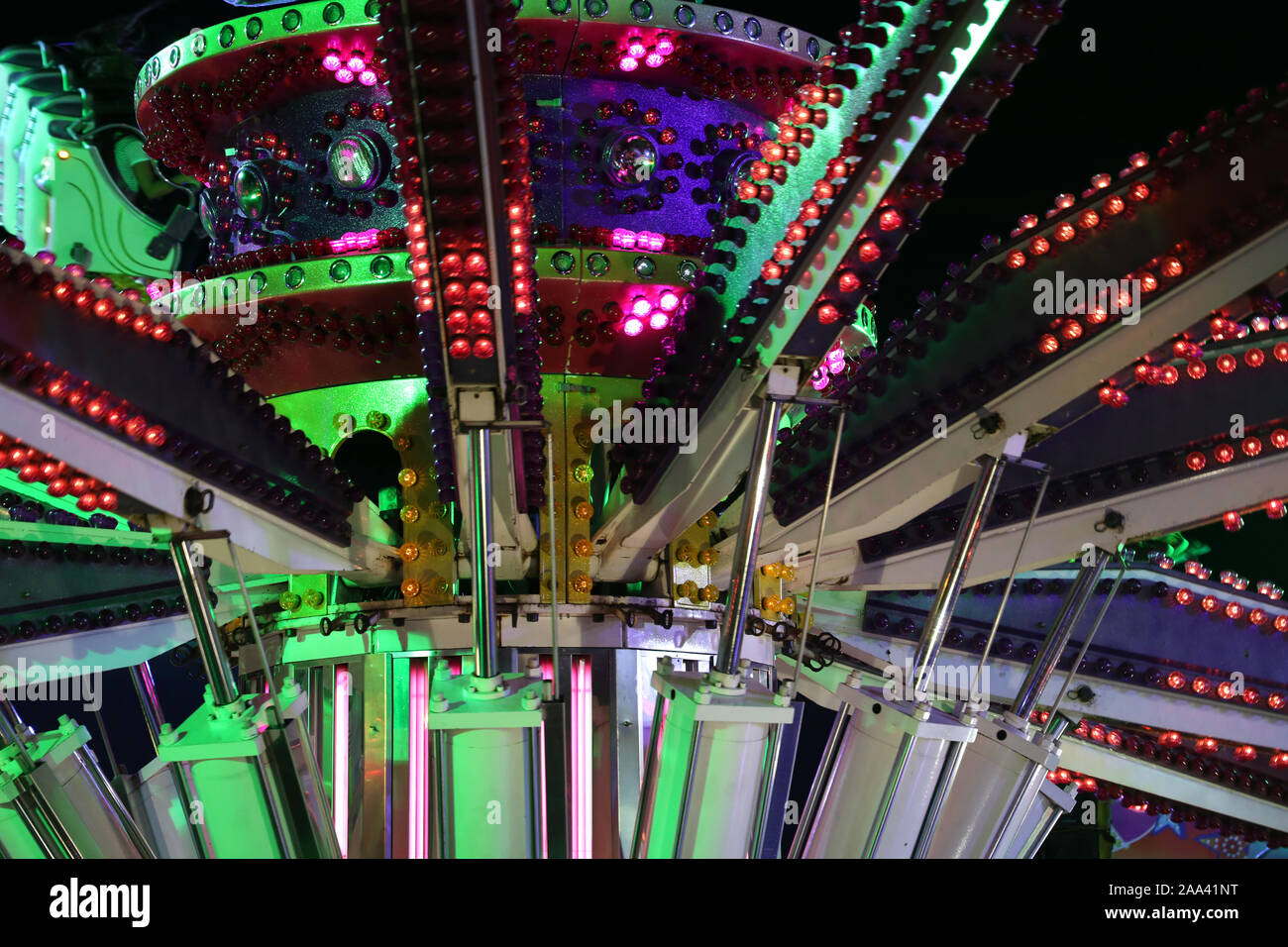 Fair Rides/ Lights. Fairground machinery. Illuminations. Fun fair ...