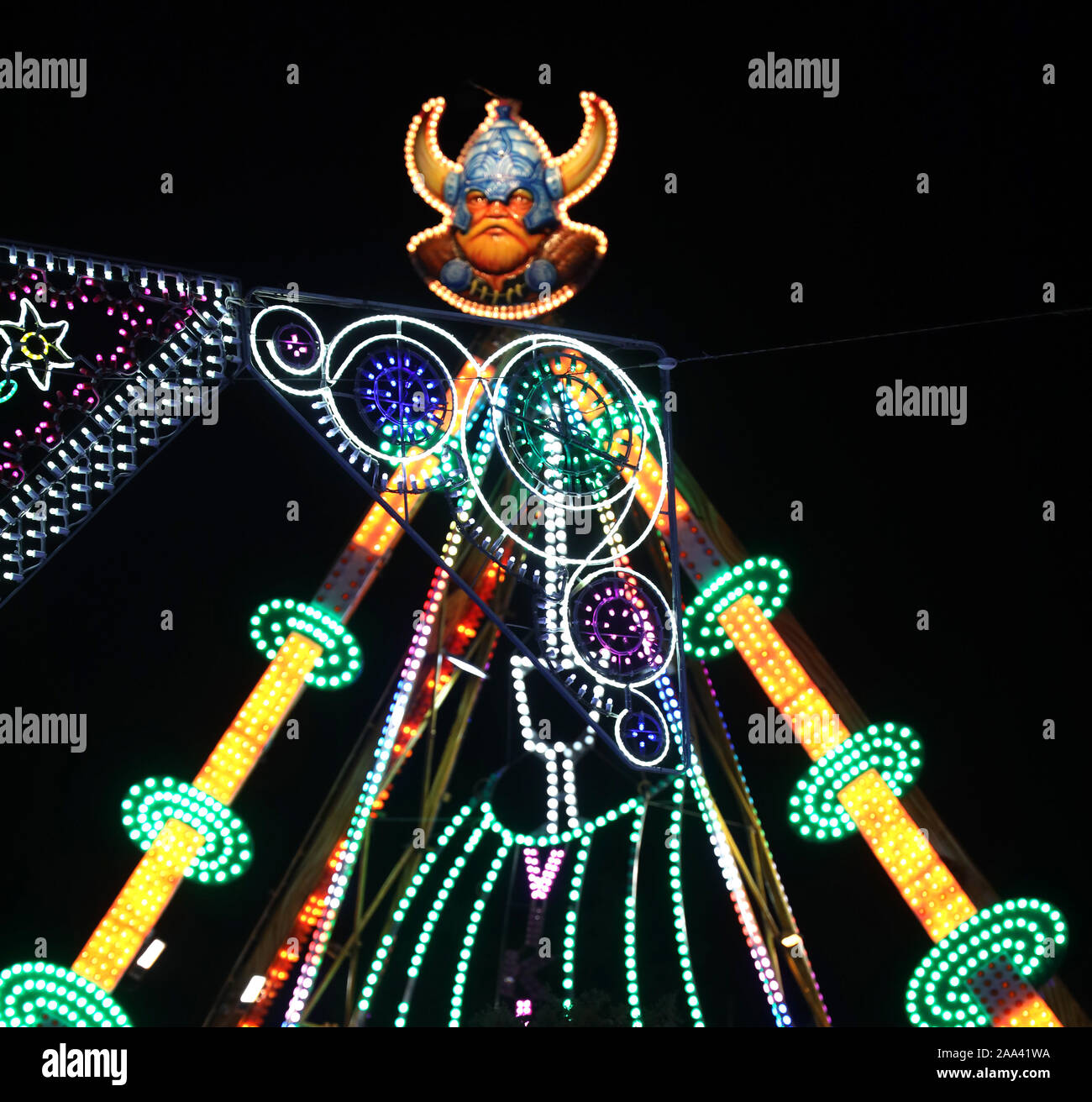 Fair Rides/ Lights. Fairground machinery. Illuminations. Fun fair ...