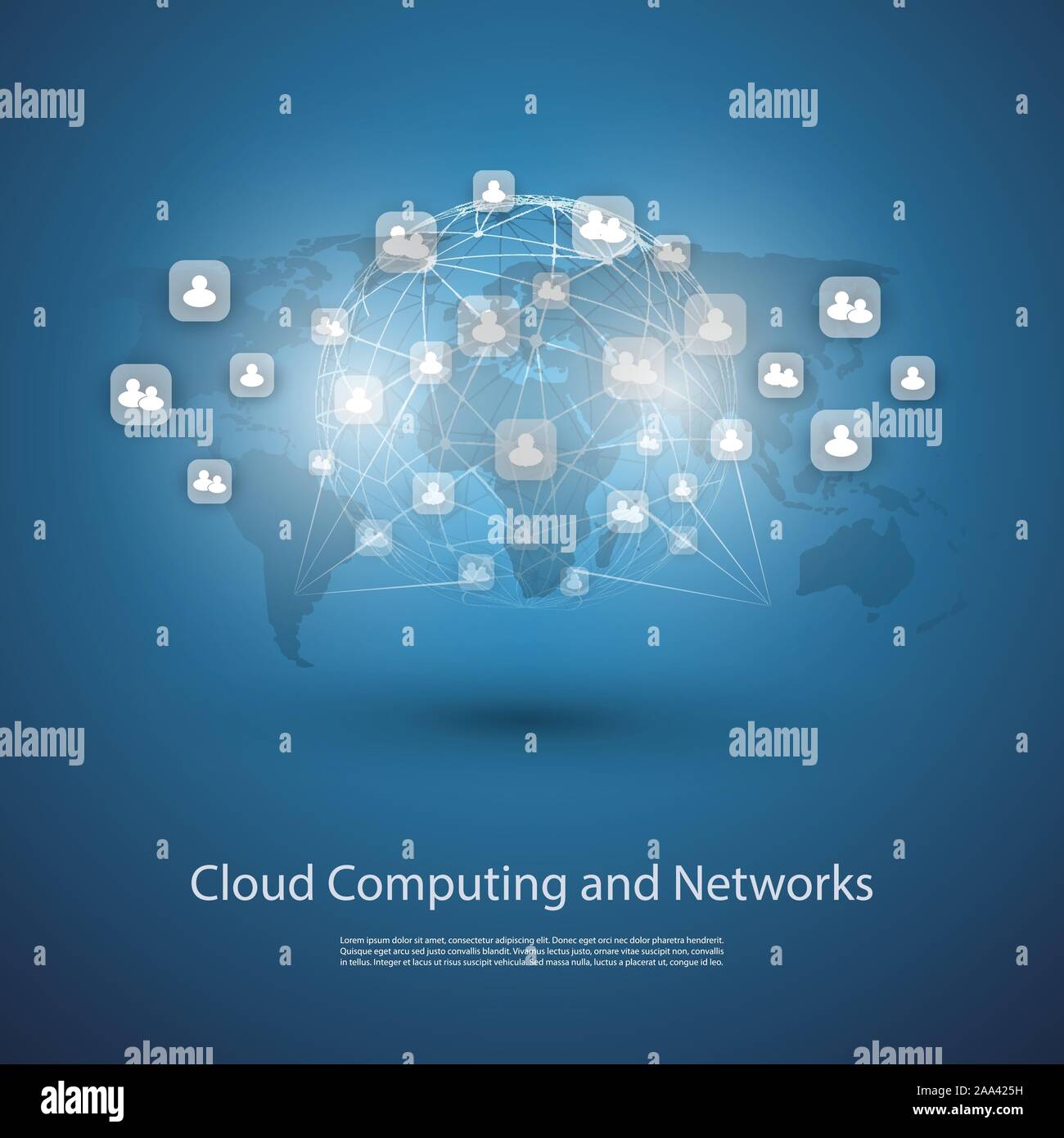 Social Networks Design Concept, Worldwide Networks, Global Cloud Online ...