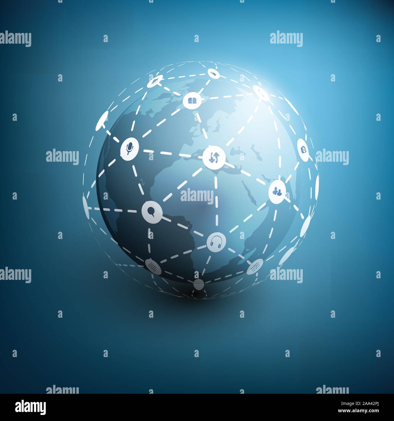 Abstract Modern Transparent Blue Global Worldwide Network Computing ...
