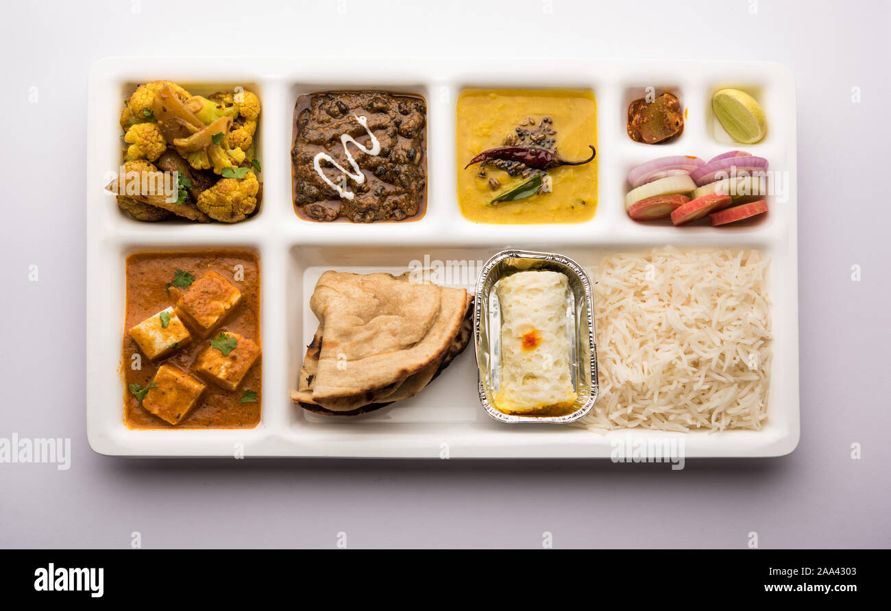 Indian vegaterian Food Thali or Parcel food-tray with compartments in ...