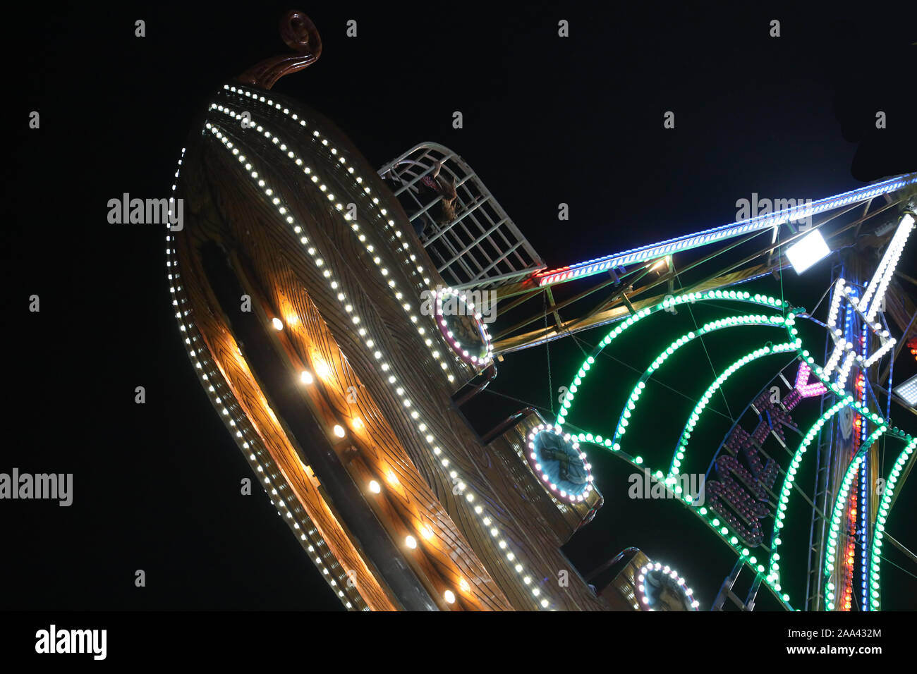 Fair Rides/ Lights. Fairground machinery. Illuminations. Fun fair ...