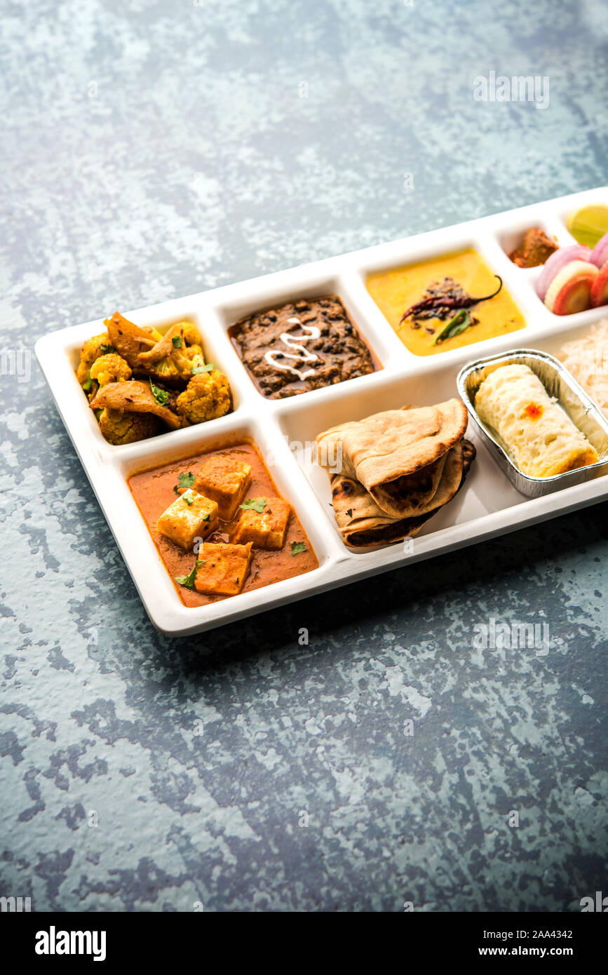 Indian vegaterian Food Thali or Parcel food-tray with compartments in ...