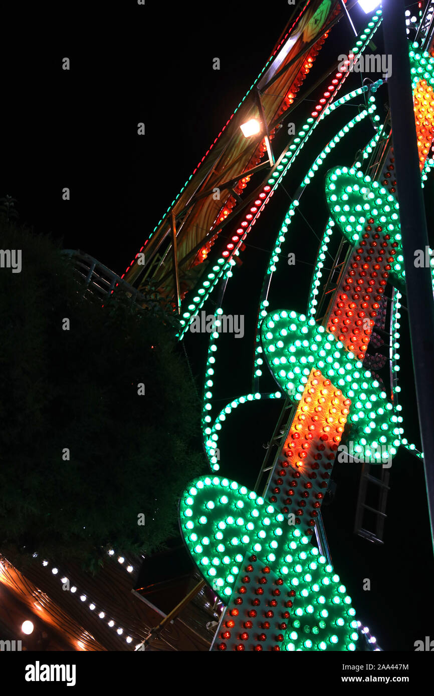 Fair Rides/ Lights. Fairground machinery. Illuminations. Fun fair ...