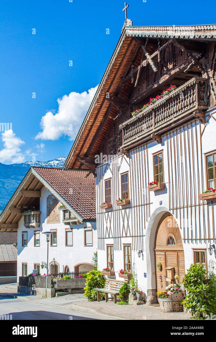 Thaur (Austria). Architecture Thaur. View of the Tyrolean Alps Stock ...