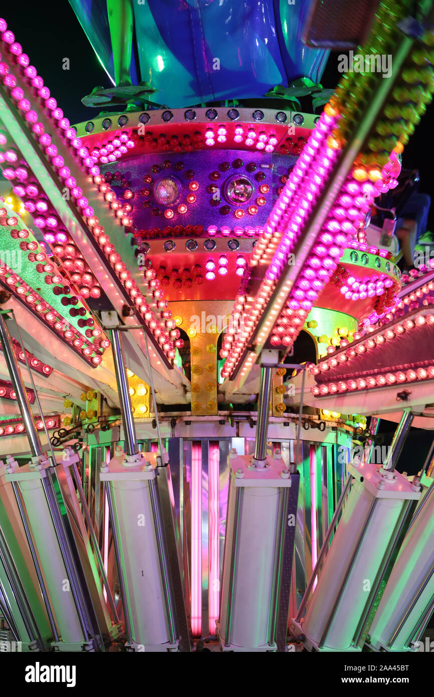 Fair Rides/ Lights. Fairground machinery. Illuminations. Fun fair ...