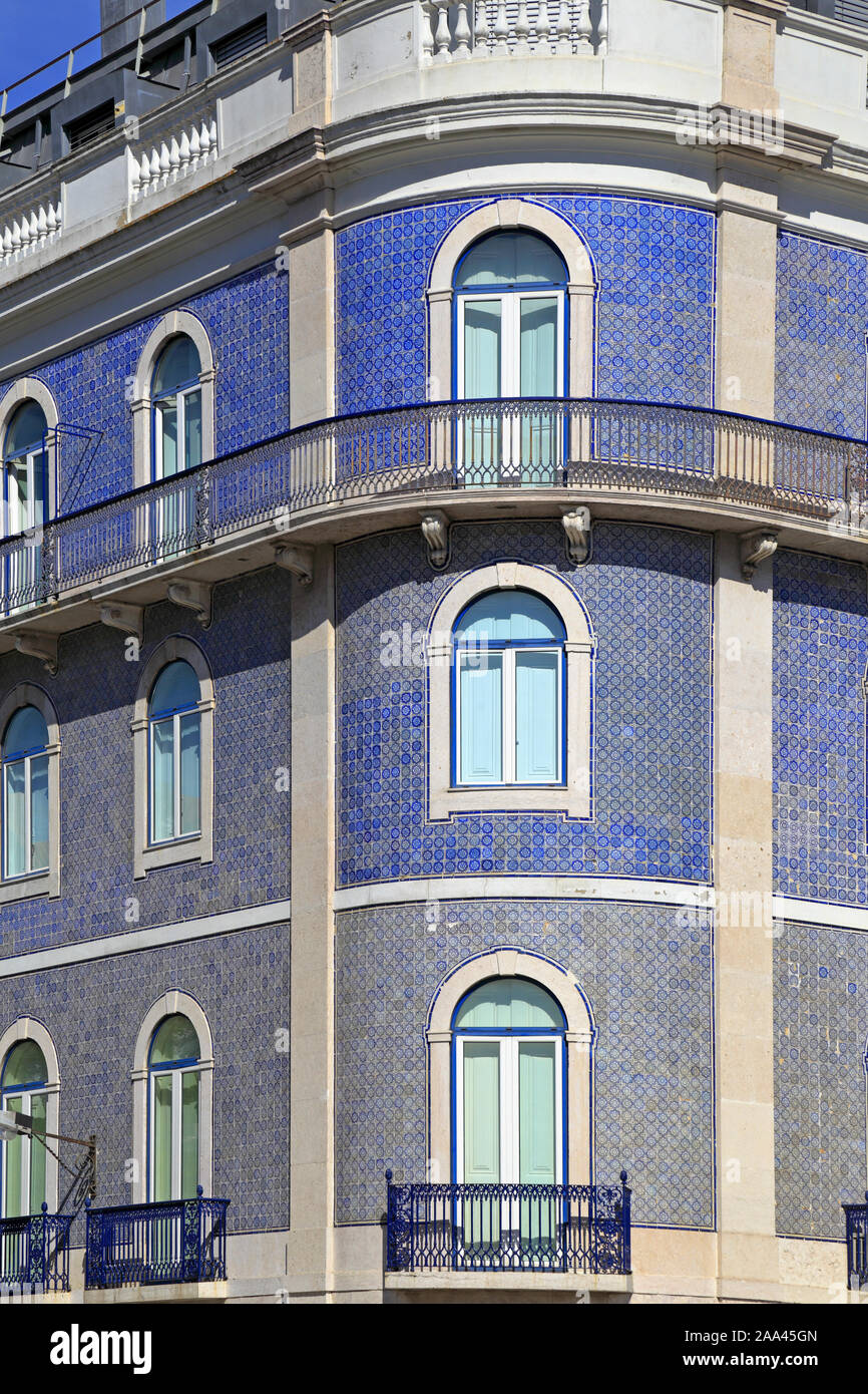 A traditional blue tiled building in Lisbon, Portugal Stock Photo - Alamy