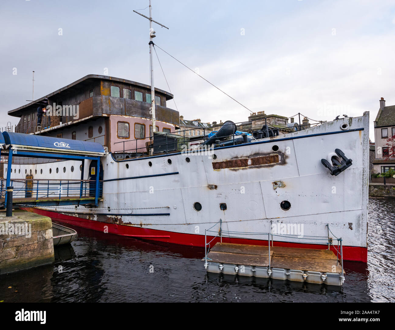 Welding construction work on Ocean Mist conversion to luxury floating ...
