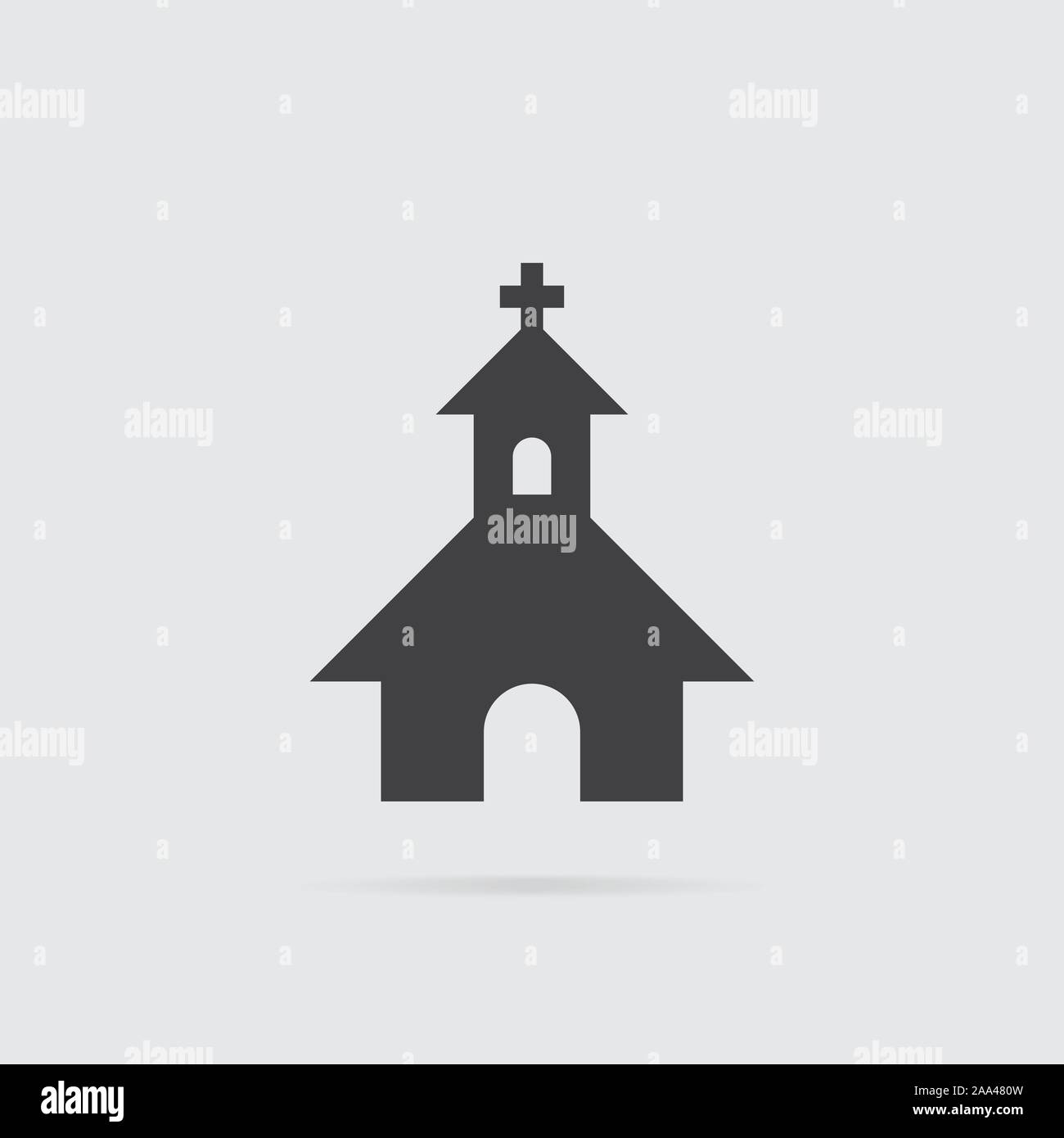 Church icon in flat style isolated on grey background. For your design ...