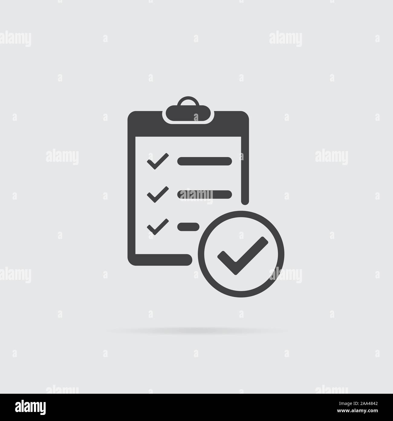 Check list icon in flat style isolated on grey background. For your ...