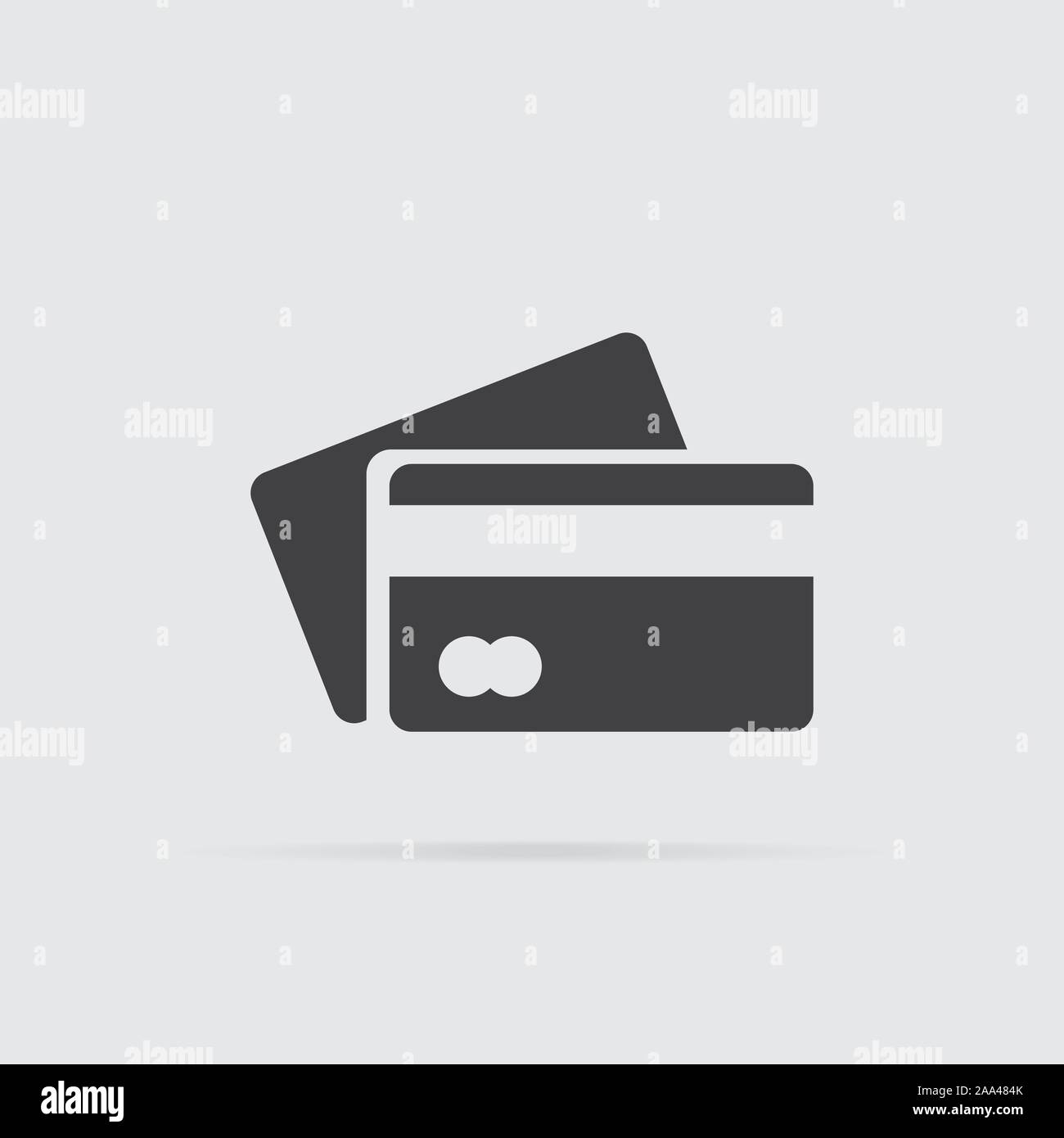 Credit card icon in flat style isolated on grey background. For your ...