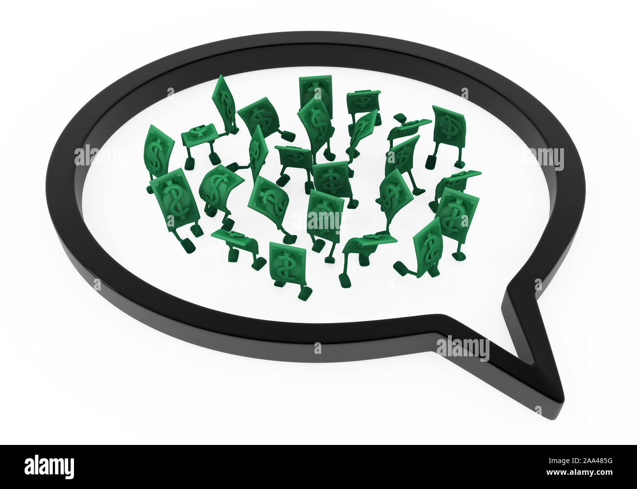 Dollar money symbol cartoon characters inside speech bubble, 3d ...