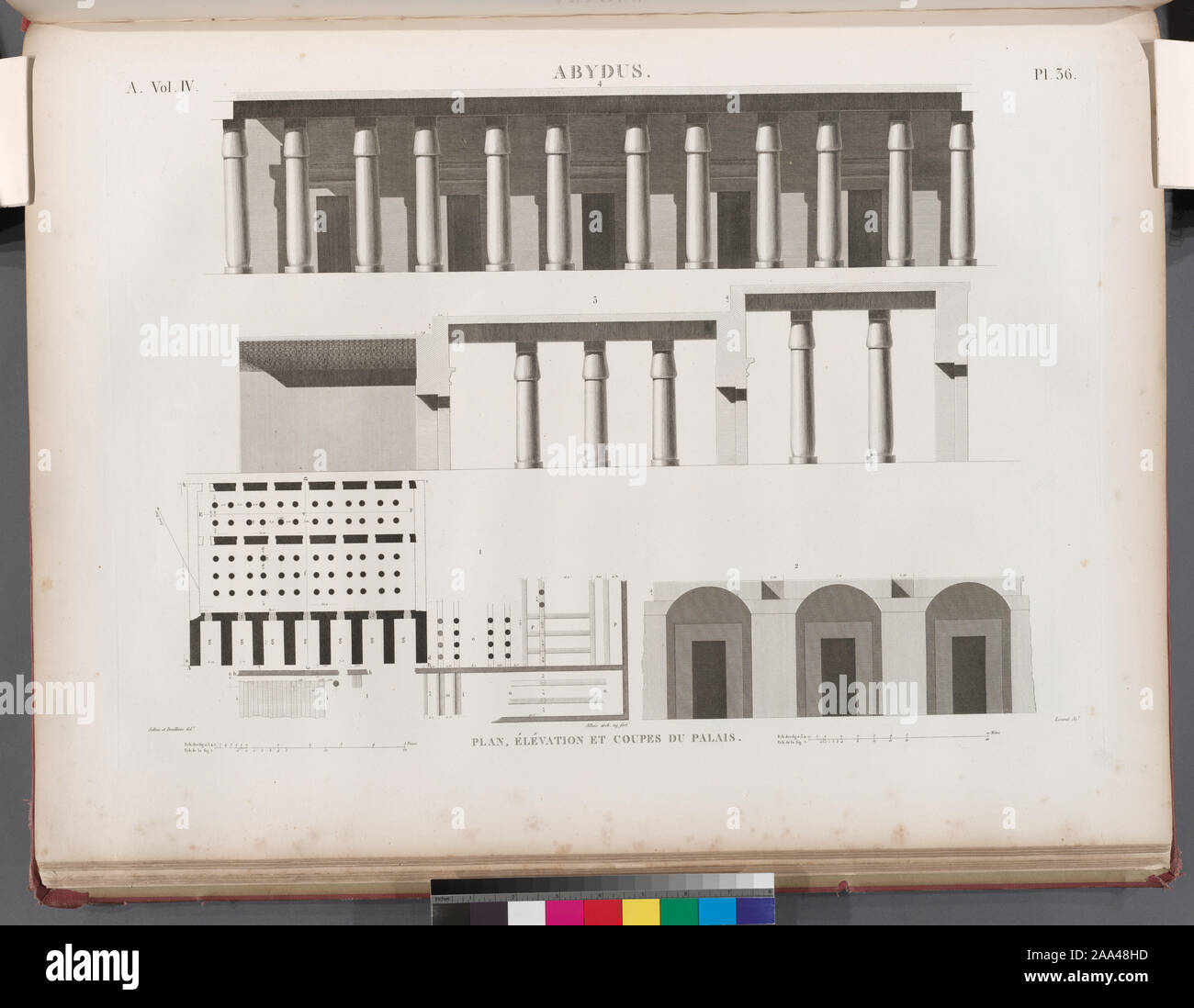 Abydus [Abydos]. Plan, élévation et coupes de palais.; Abydus [Abydos ...