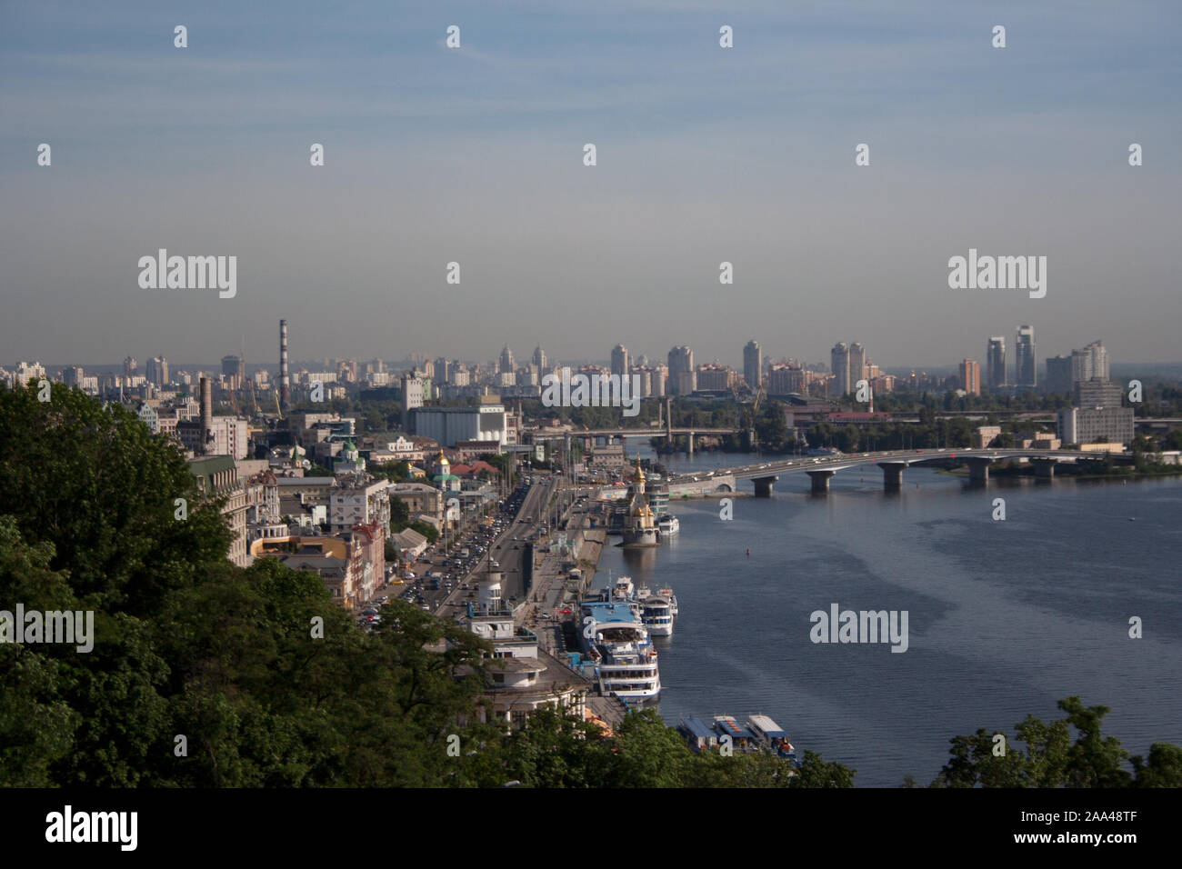 Kyiv city river port panorama view on a summer day Stock Photo - Alamy